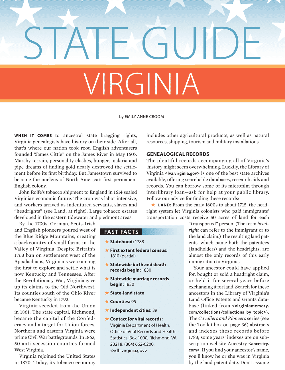 Virginia History and Research Overview